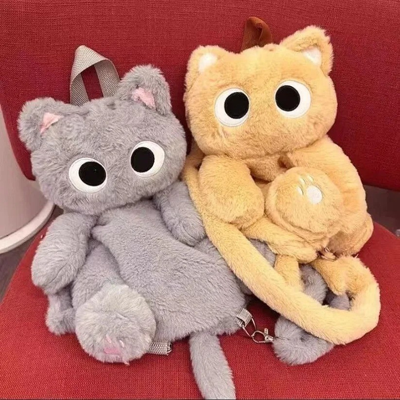 Big Eyes Cat Plush Backpack for Kids Women Men Kawaii Cute Bags Cartoon ...