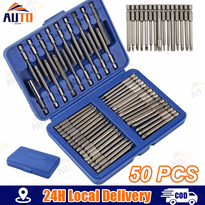 50pcs 75mm Extra Long Reach Bit Set Rotating Power Tools, 50pcs Steel Electric Screwdriver Bits ...