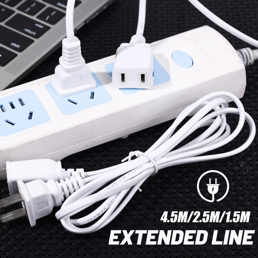 250V 6A Dual Pin White Power Plug Extension Cord -1.5M/2.5M/4.5M Multi ...