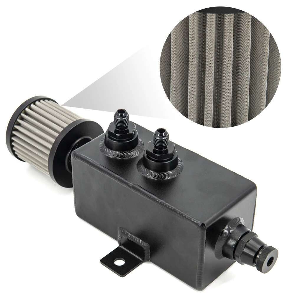 Car Universal 1L Aluminum Oil Catch Fuel Tank Breather Filter Drain ...