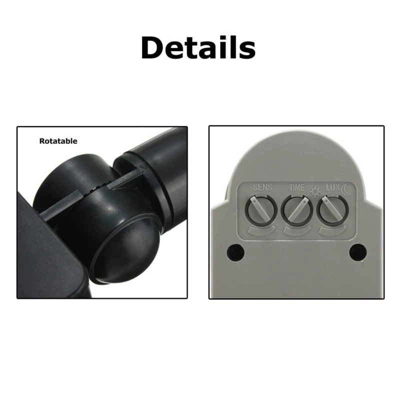 PIR Motion Sensor 220V Detector Automatic Infrared 180 Degree Rotating ...