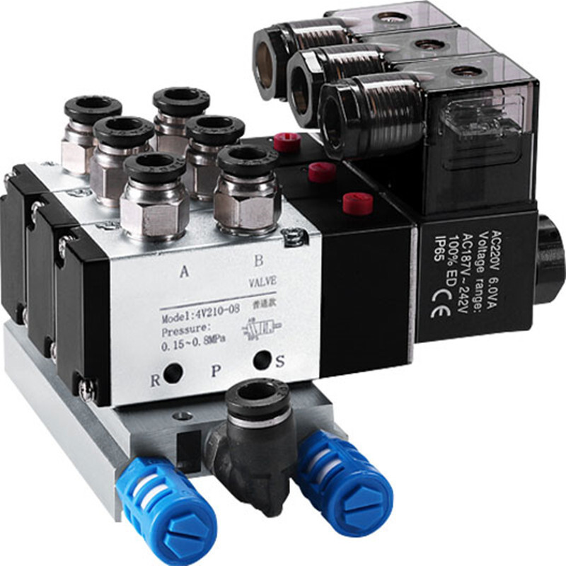 Pneumatic electromagnetic control valve group 4V210-08 two positions ...