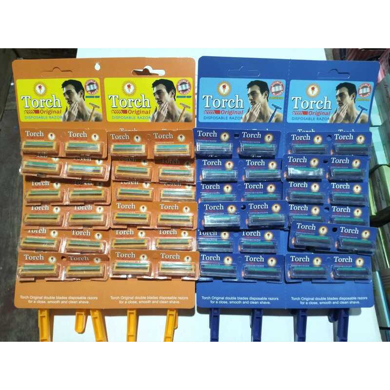 RAZOR TORCH Yellow/Blue 24 PCS ONE PAD MATALIM GAMITIN PANG SHAVE SA ...