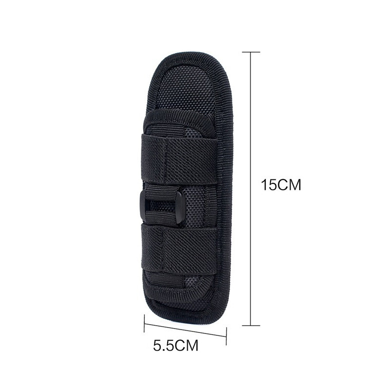 Tactical Hunting Molle Nylon Flashlight Pouch 360 Degrees Rotatable ...