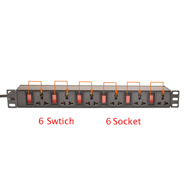 Server Rack Pdu Power Strip Power Distribution Unit 6 Socket 6 Ways Universal Extension Socket