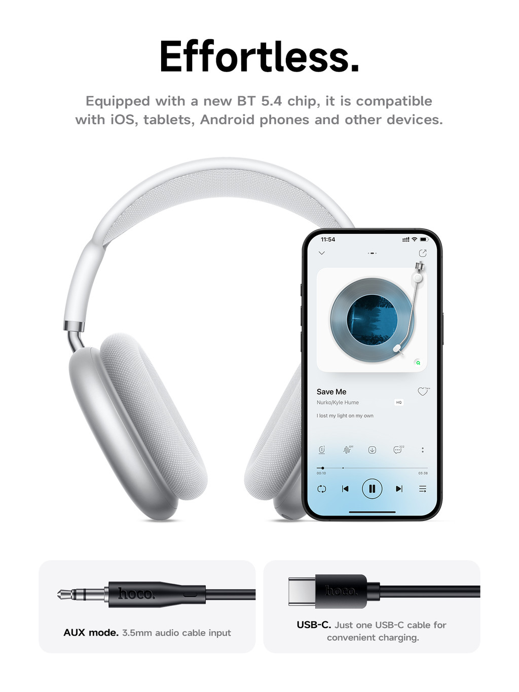 HOCO W65 Plus Wireless ANC Headphones Bluetooth Earphone Long Standby ...