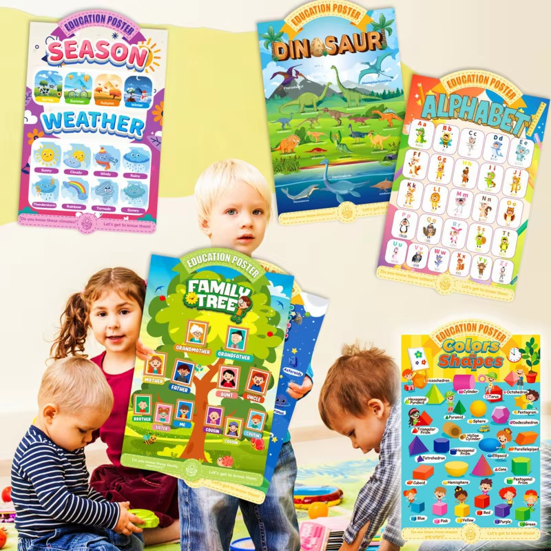 16Pcs Chart for Kid Educational Wall English Alphabet Numbers Chart ...