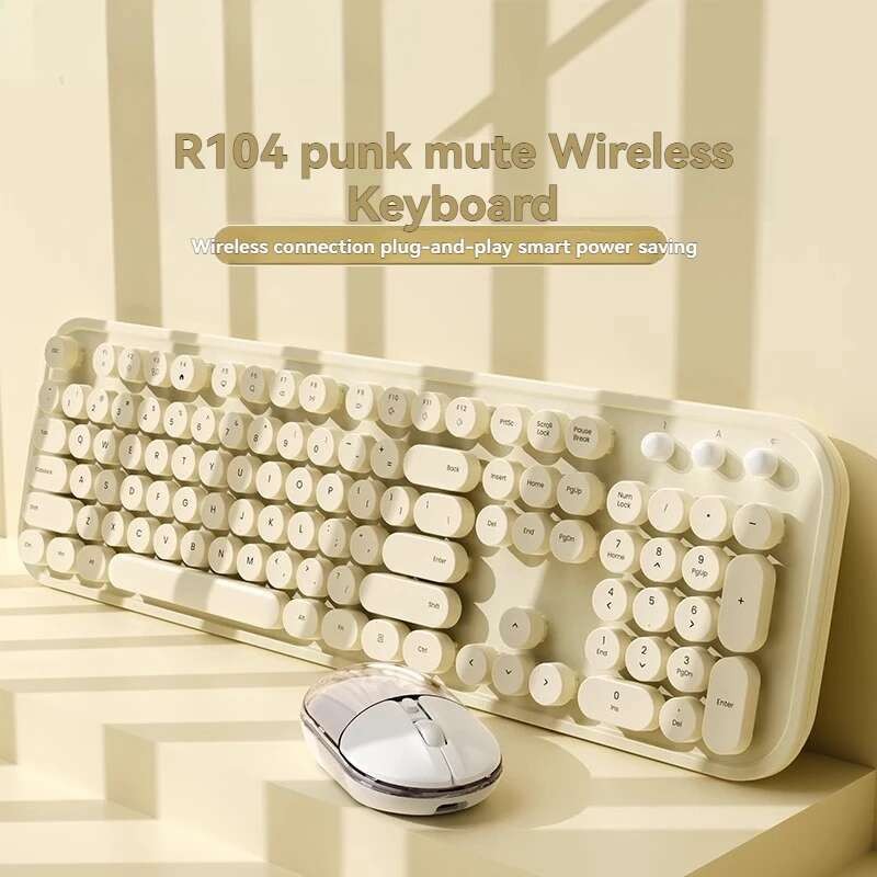 CHUYI R104 Wireless Punk Mechanical Keyboard Retro Round Keycap Cute ...