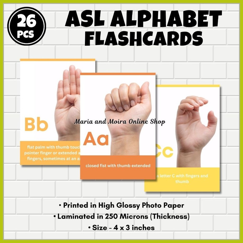 ASL ALPHABET FLASHCARDS | LAMINATED AMERICAN SIGN LANGUAGE ALPHABET ...