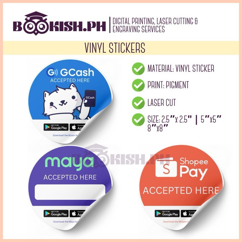 ♀ Gcash Maya Shopeepay GrabFood FoodPanda Vinyl Store Sticker | Shopee ...