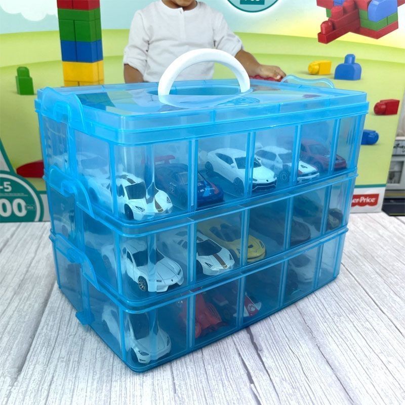 Toy Car Model Blue Transparent Storage Box Hot Wheels Domeka Alloy Car ...