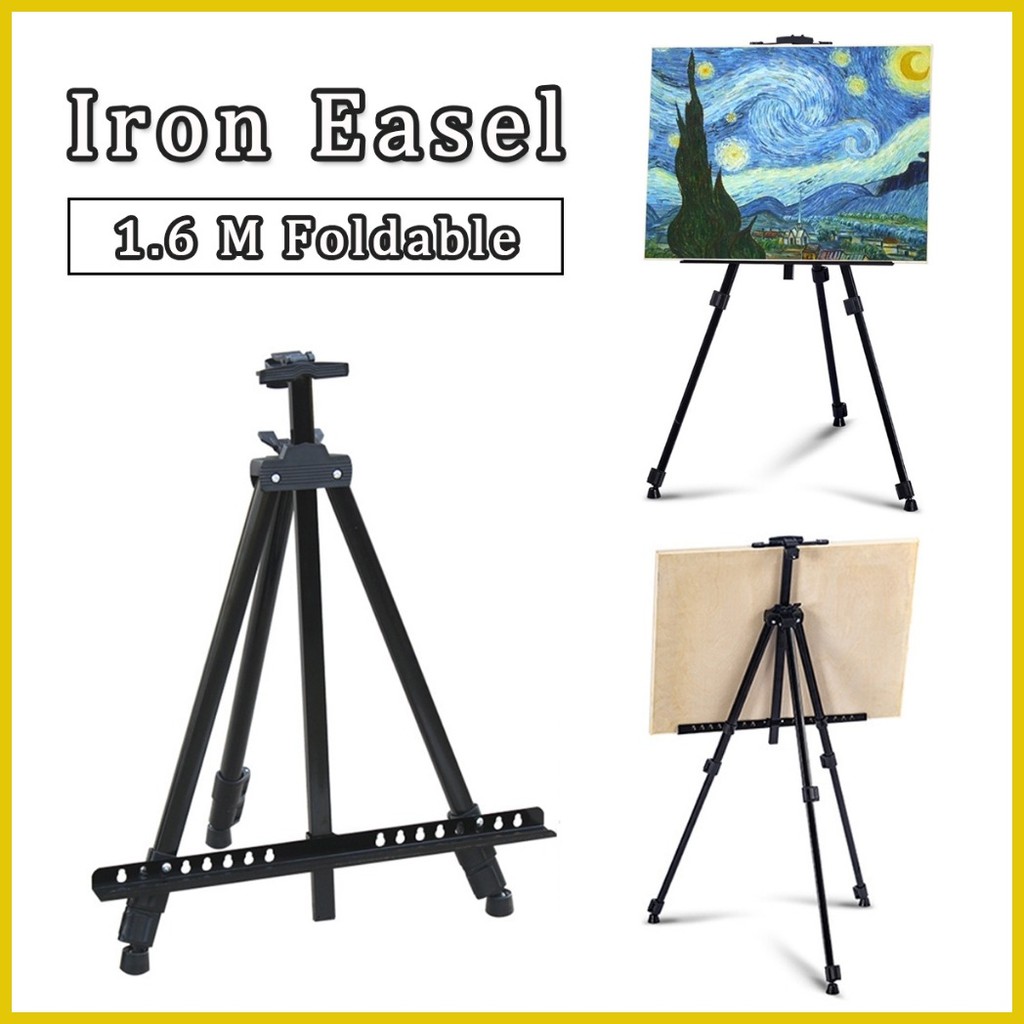Adjustable Easels 1.6M Art Iron Easels Foldable Painting Triangle Stand Portable Drawing Ease ...