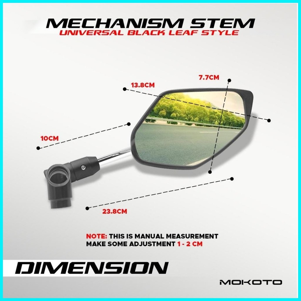 UNIVERSAL OBLONG CLASSIC OR LEAF STYLE SIDE MIRROR MECHANISM STEM REAR ...