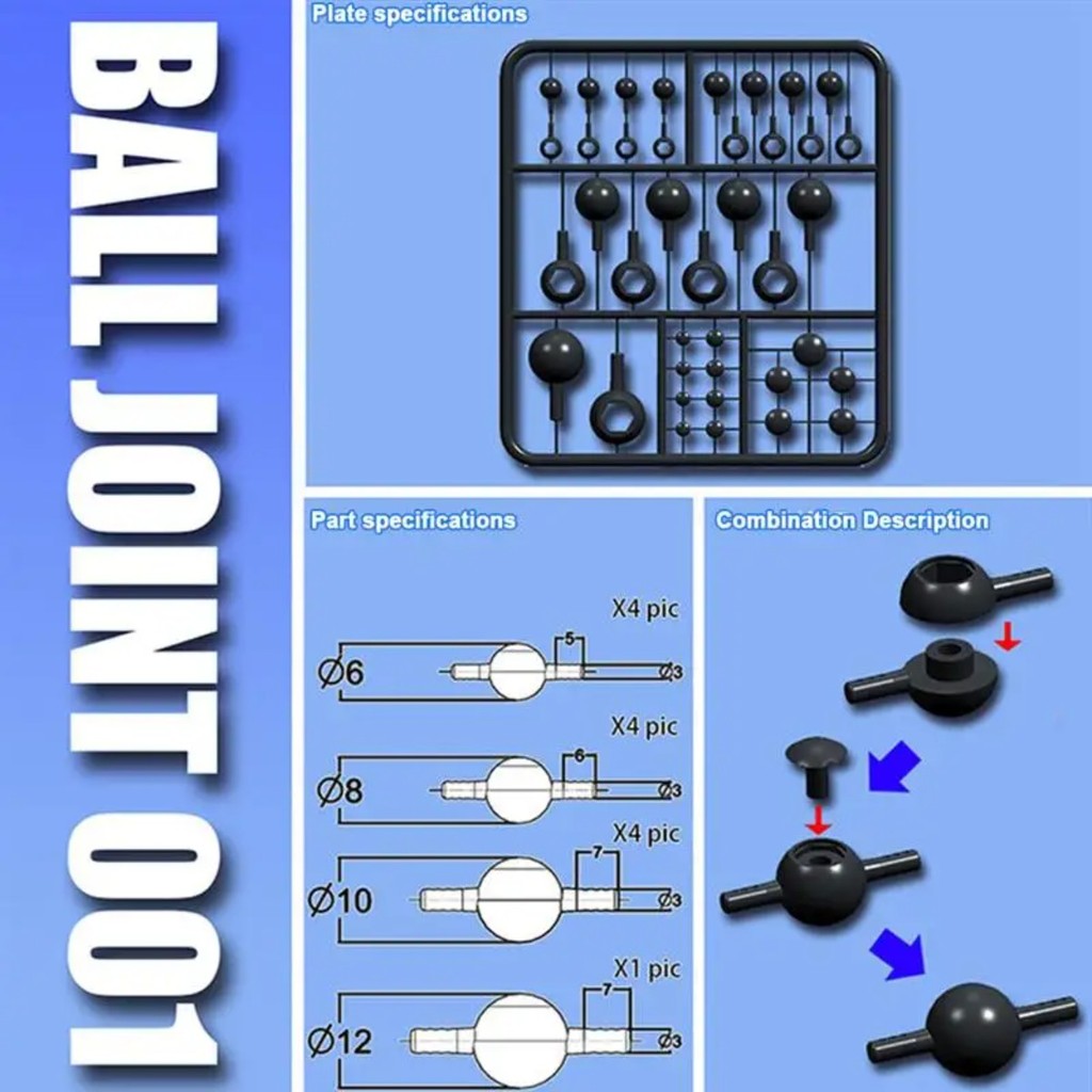 Model Mobility Ball Joint Parts Set for MG RG HG Gundam Resin Figure ...