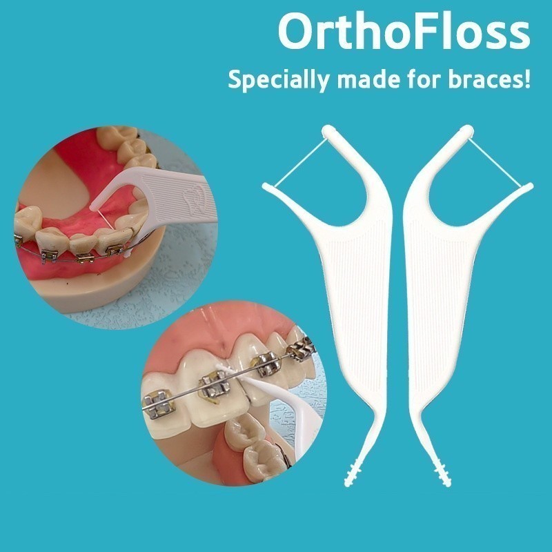 50Pcs/Pack Ortho Floss for Patients with Dental Braces Bracket Cleaning ...