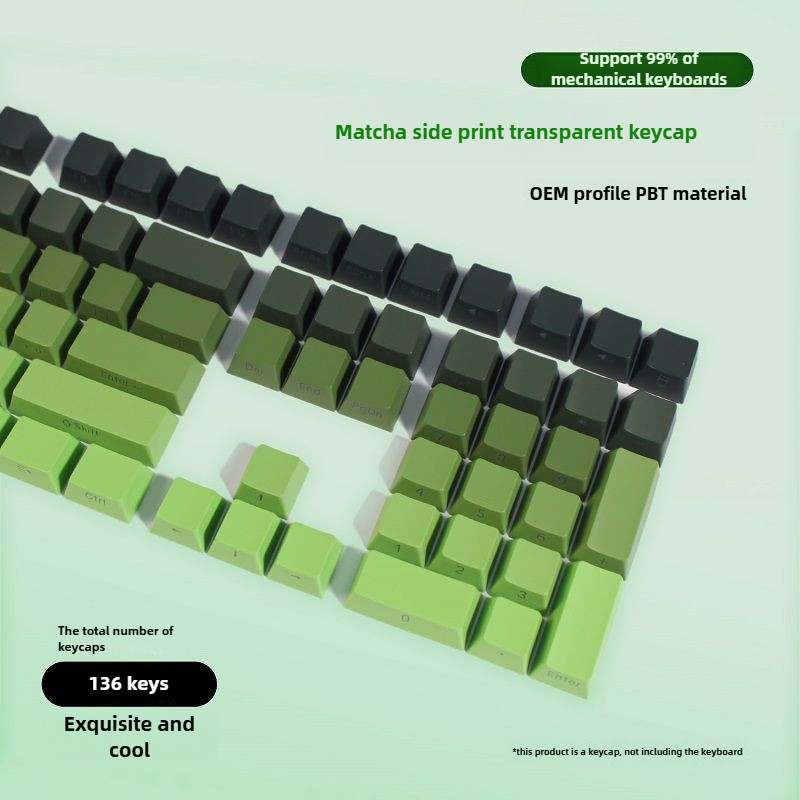 【Local Delivery】Matcha Side Print Keycap OEM Profile Shine Through PBT ...
