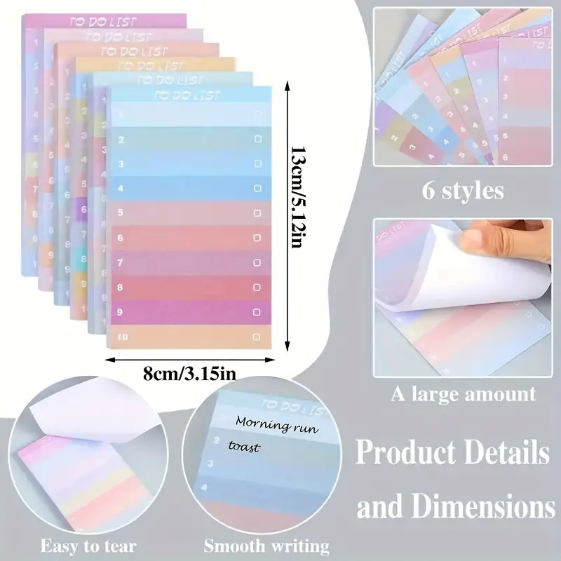 50 Sheets To Do List Sticky Notes,Multicolors Lined Sticky Notes Self ...