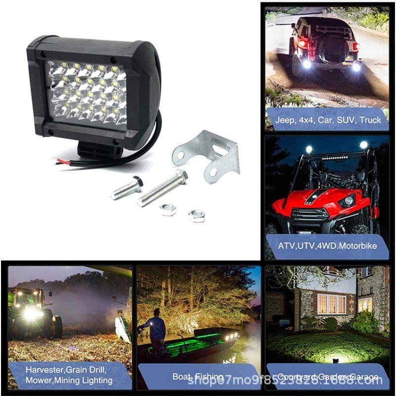72W Bar Headlight 24Led Motorcycle Headlight SQUARE DESIGN HEADLIGHT ...