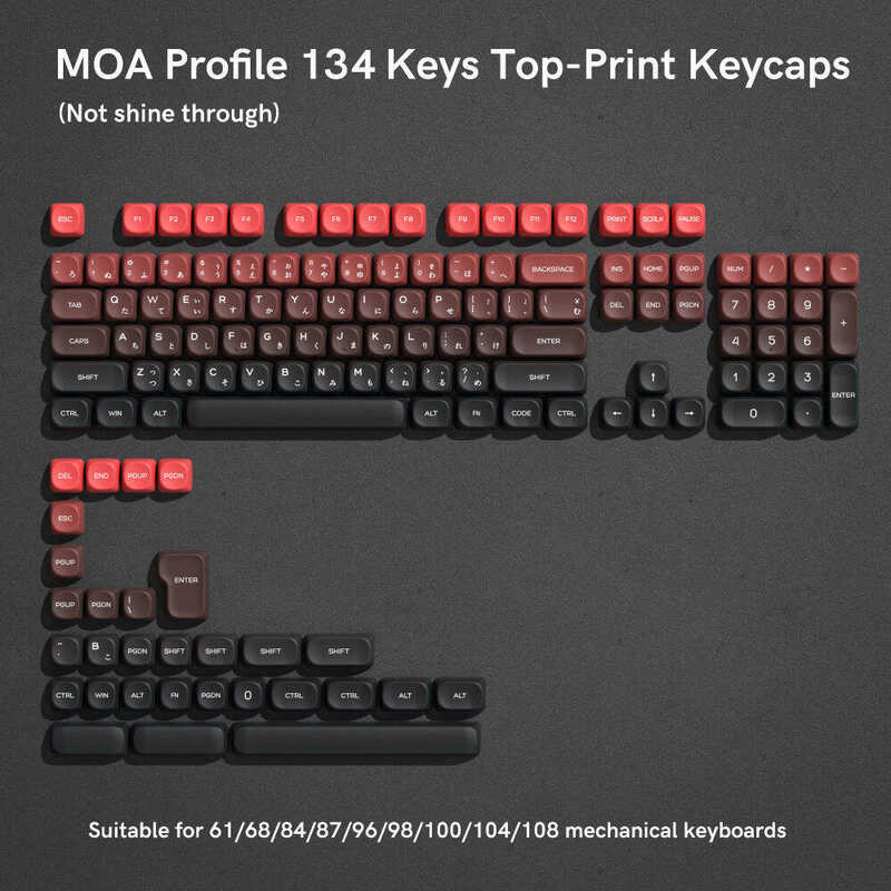 134 WOMIER Gradient Red MOA Profile PBT Double Shot Customs Key Caps ...
