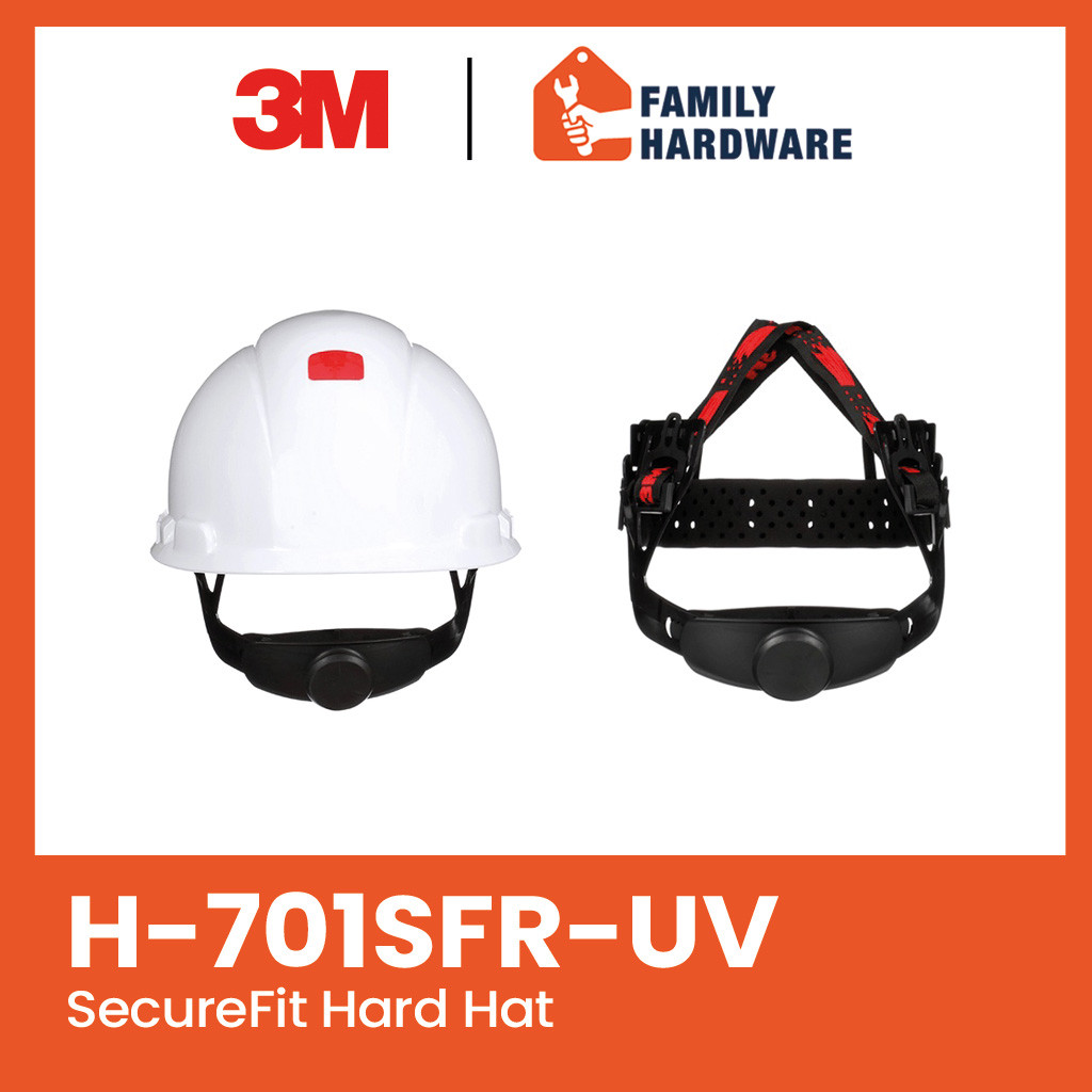 3M H-701SFR-UV SecureFit White Hard Hat Safety Helmet With UVicator 4 ...