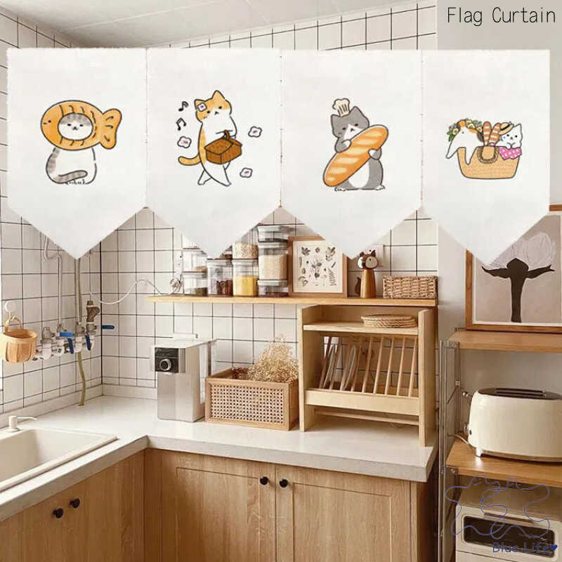 Cartoon Cat Pennant Kurtina Ng Paron Cabinet Maikg Magandang Kuwarto ...