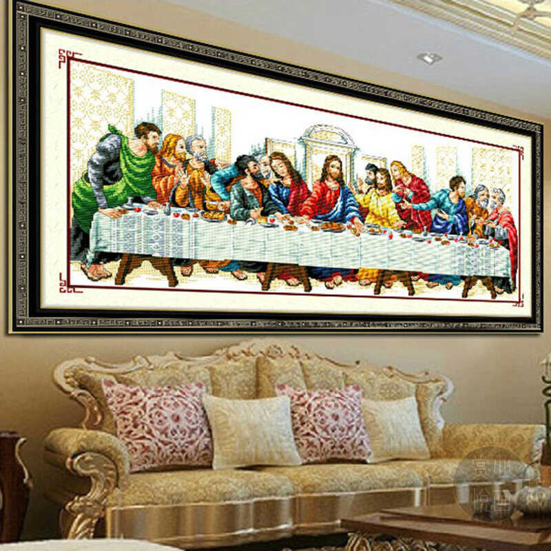 DIY 5D Round The Last Supper Crystal Dia Painting Jesus Cross ...