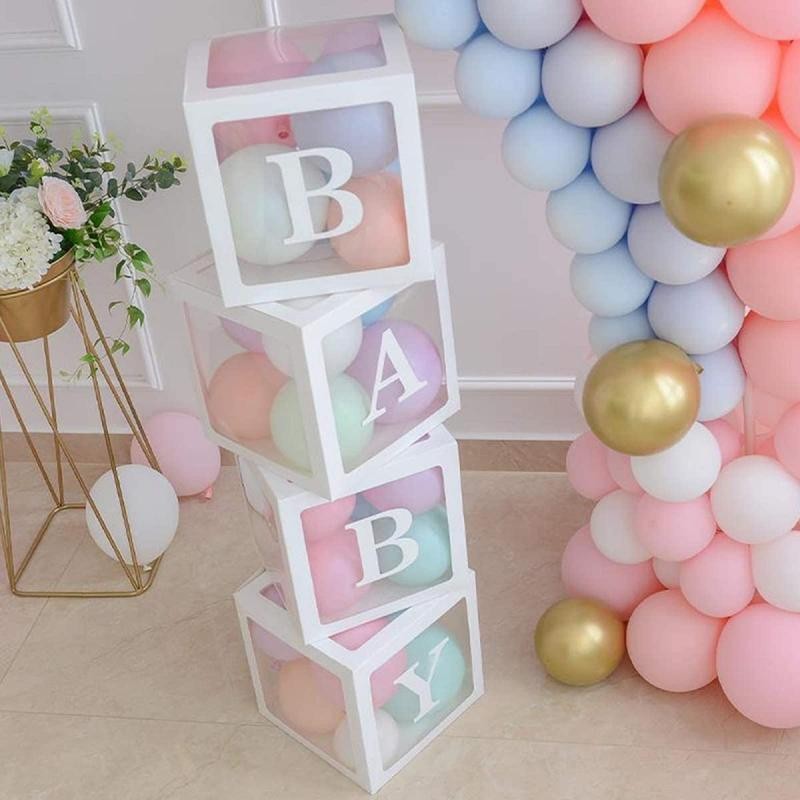 Transparent White Balloon Box With Number Letter Name Backdrop Wedding ...