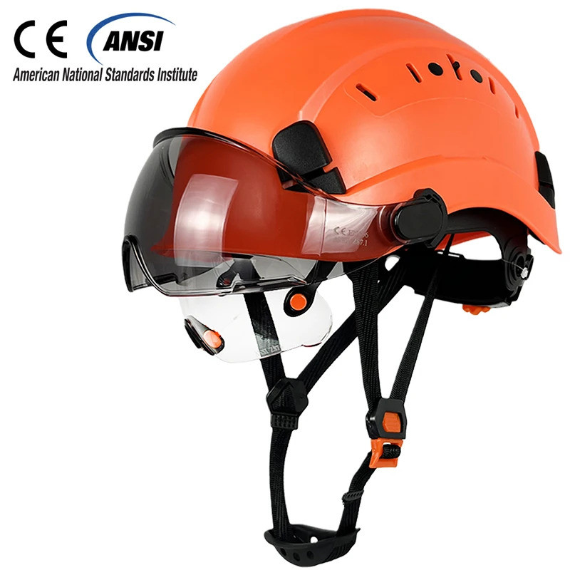 Construction Safety Helmet With Double Goggles For Engineer Visor CE ...