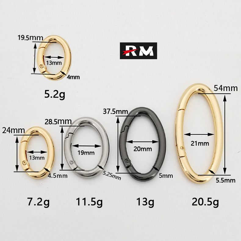 [2 Pcs] Oval Spring Buckle Zinc Alloy Egg-Shaped O-Shaped Spring Ring ...