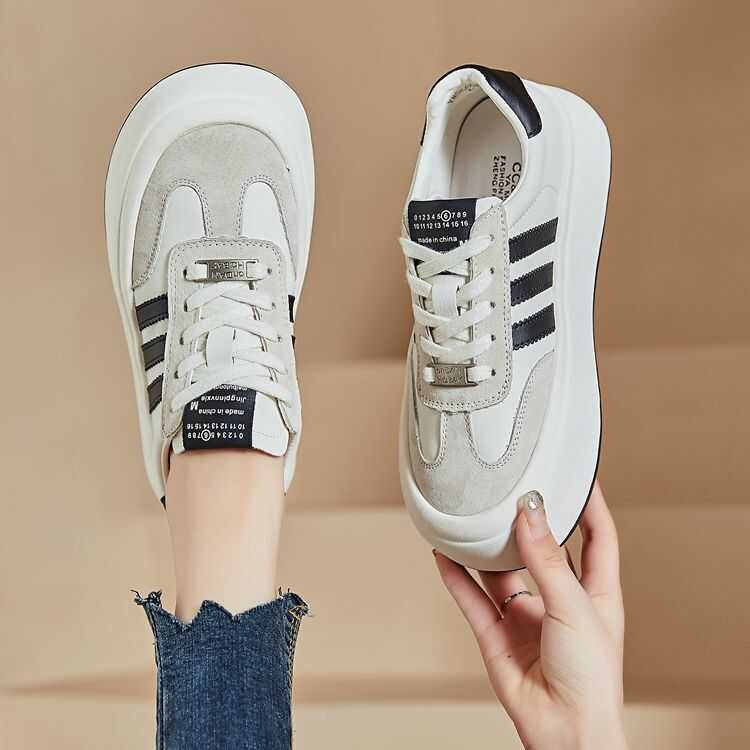 4B Ang Makapal Kulay Soled Tunay Na Puting Katad Para Mga Kababaihan ...