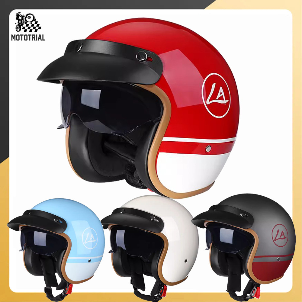 Mrcycle Retro DOT Cte De 3/4Half Open Face Helmet Detachable Four ...