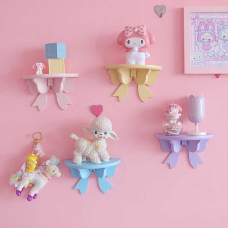 Bow Cute Shelf Wooden Kawaii Wall Hanging Holder Kids Toy Display ...