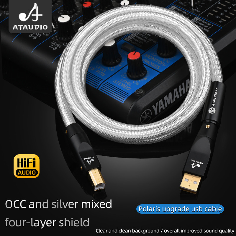 ATAUDIO Hi-end HiFi Audio USB Cable 7N OFC Silver Mixed Upgrade Type A ...