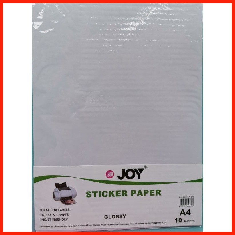 ♟ § Joy Sticker Paper Glossy/Matte A4 10 sheets per pack | Shopee ...