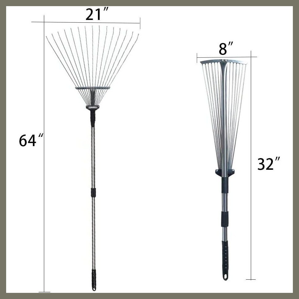 Adjustable Metal Leaf Rake,Collapsible Telescopic Rake for Garden,Yard ...