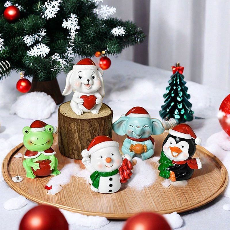 Christmas Ornaments Cute Snowman And Reindeer Resin Decoration Friends ...