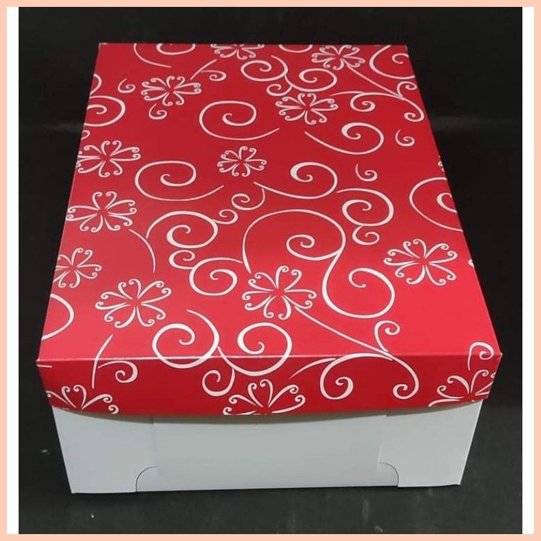 10X14X5 CAKE BOX RED ORNAMENTAL DESIGN (10PCS) | Shopee Philippines