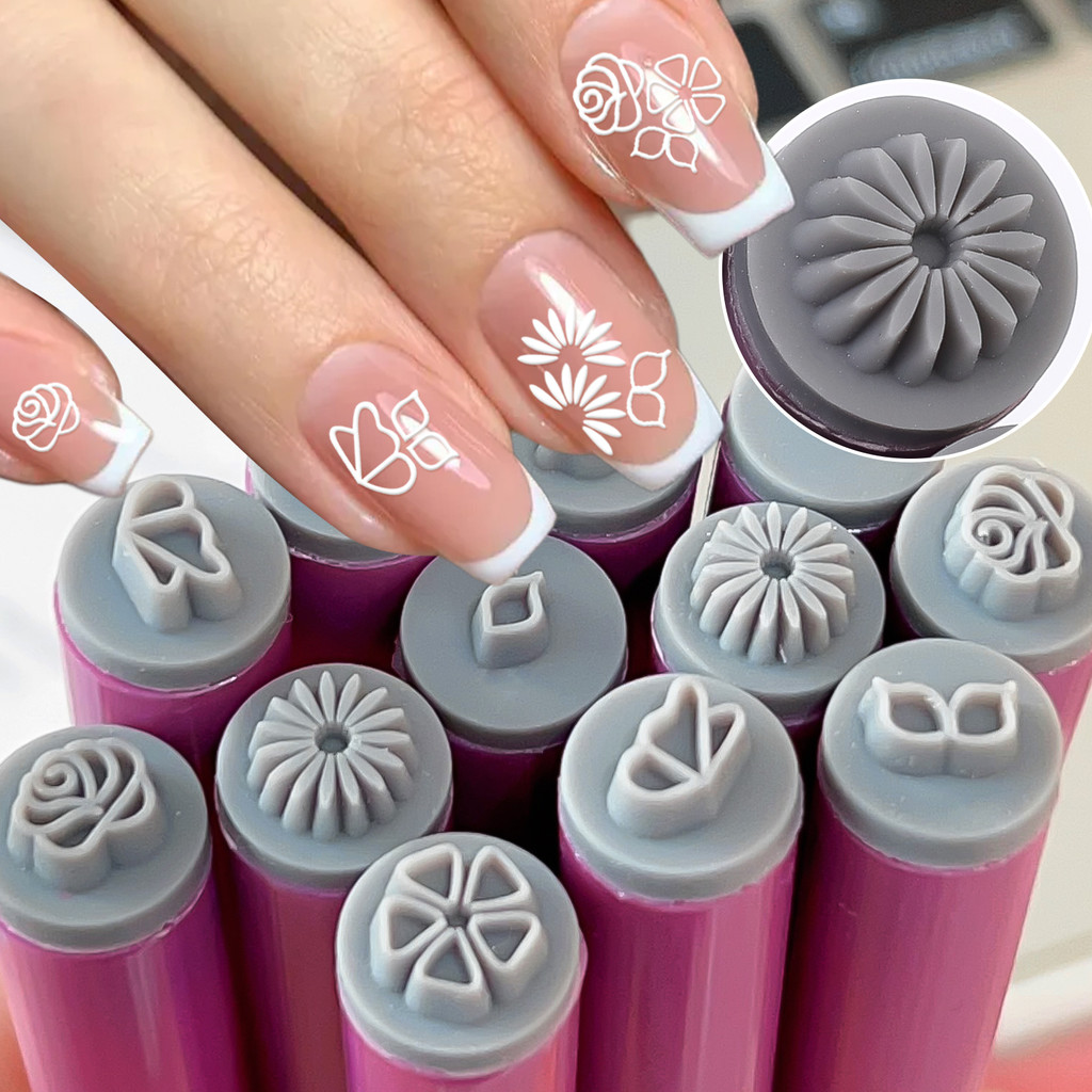 6Pcs/Set Nail Art Stamp Pen Set - Nail Art Flower Stamping DIY Dotting ...