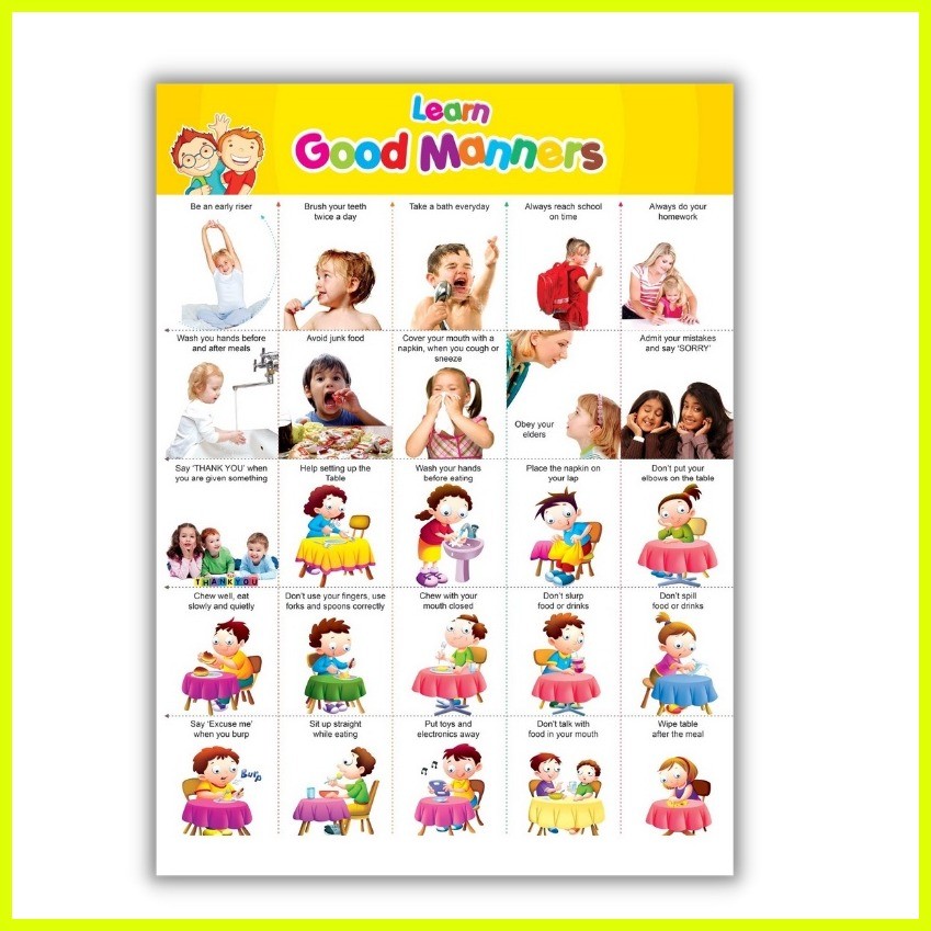 Good Manners, Laminated Charts for Kids, Learners or Students | Shopee ...