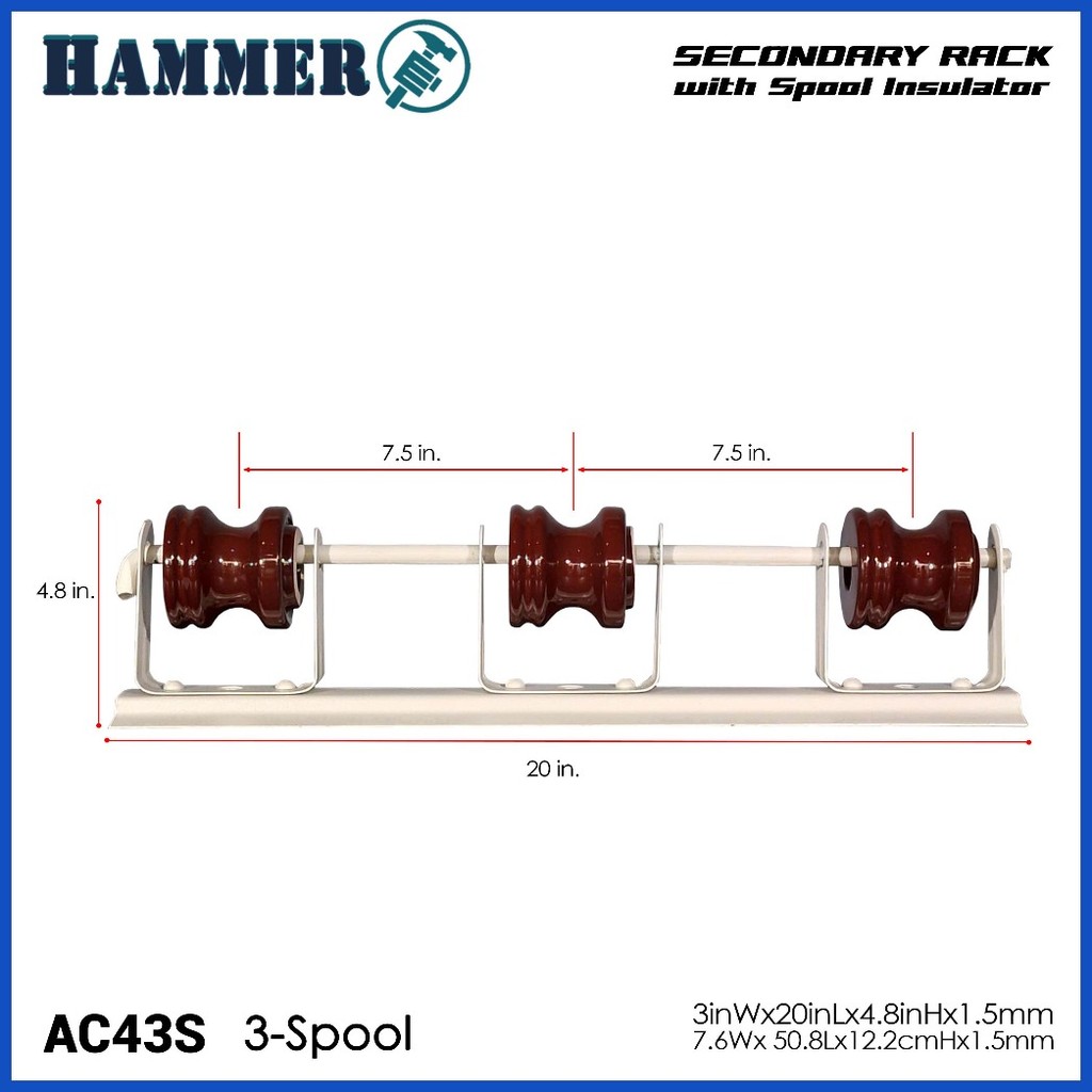 ∇ HAMMER Electrical Secondary Rack with Porcelain Spool Insulator 2/3 ...