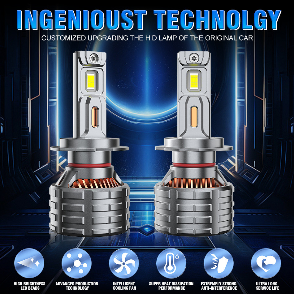 2pc 1000W H7 LED Headlight Bulb 100000LM CANBUS CSP Head Lamp H1 H8 H9 H11 9005 HB3 9006 HB4 ...