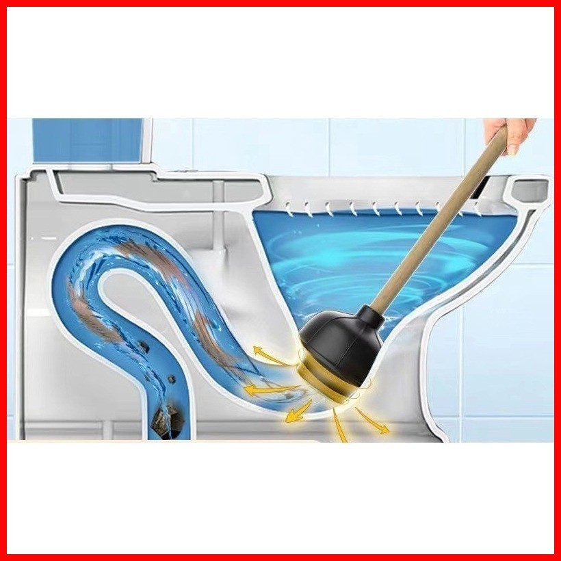 Rubber Force Cup Toilet Bowl Plunger With Wooden Handle Suction Cup ...
