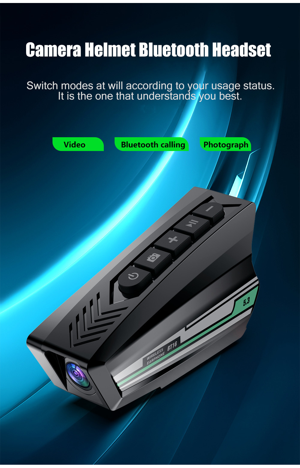 BT16 Motorcycle Helmet Dash Cam Bluetooth Headsets Handsfree ...