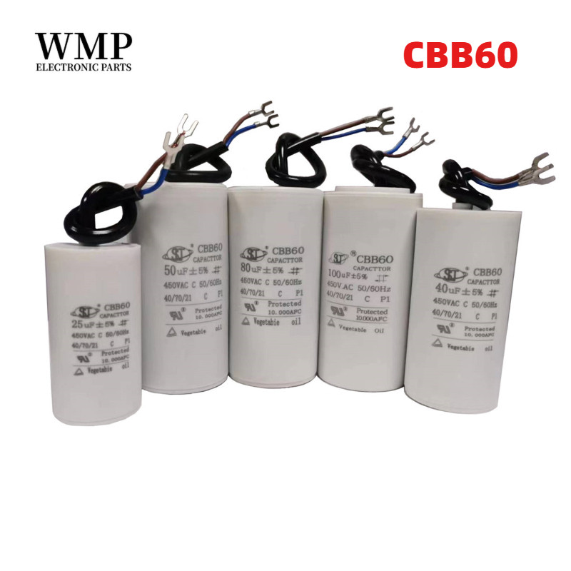1 Piece CBB60 Motor Running Capacitor 450V Series AC Water Pump Startup Capacitors Start Motor ...