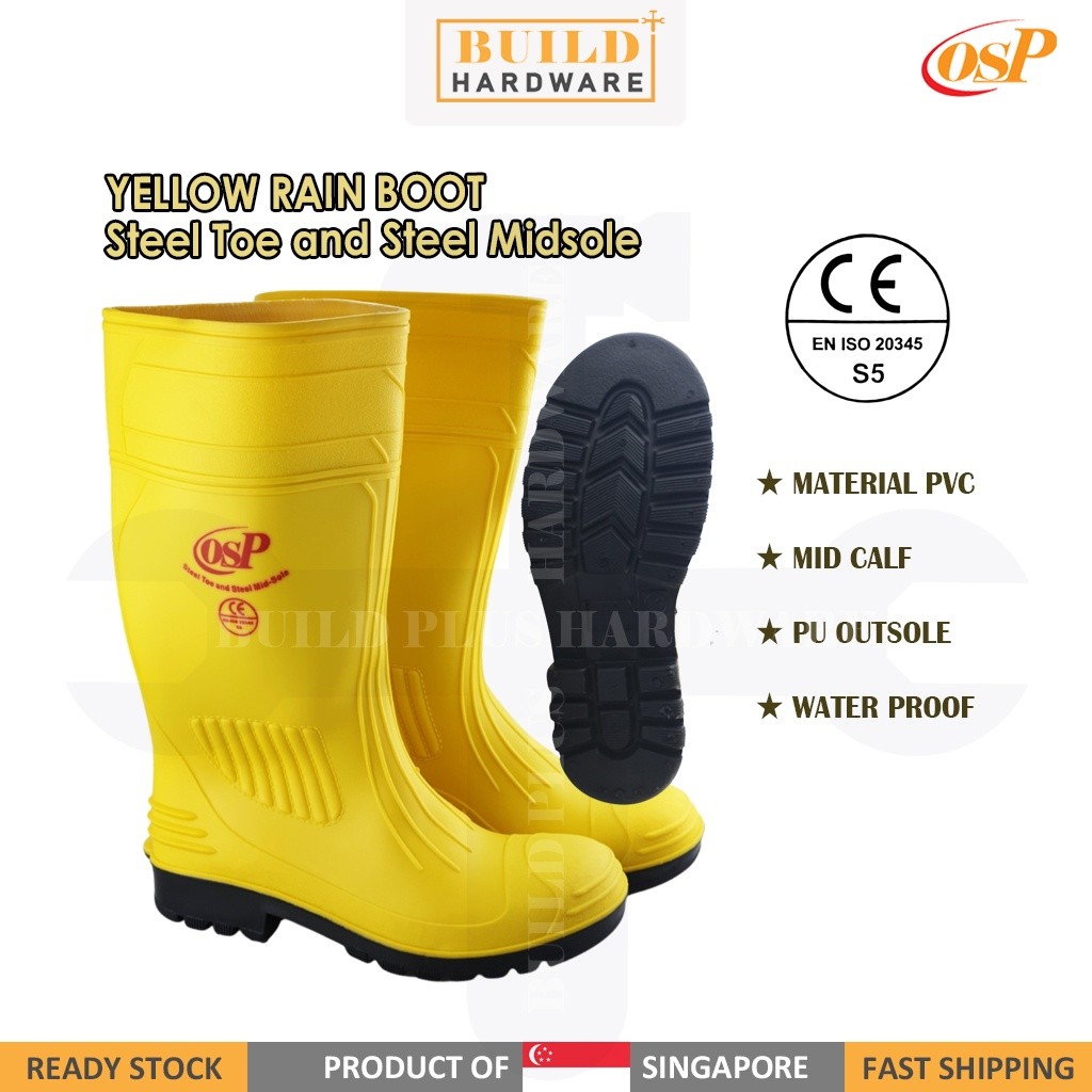 in stock OSP Yellow PVC Rubber Boot with Steel Toe Cap & Mid-Sole (Size ...