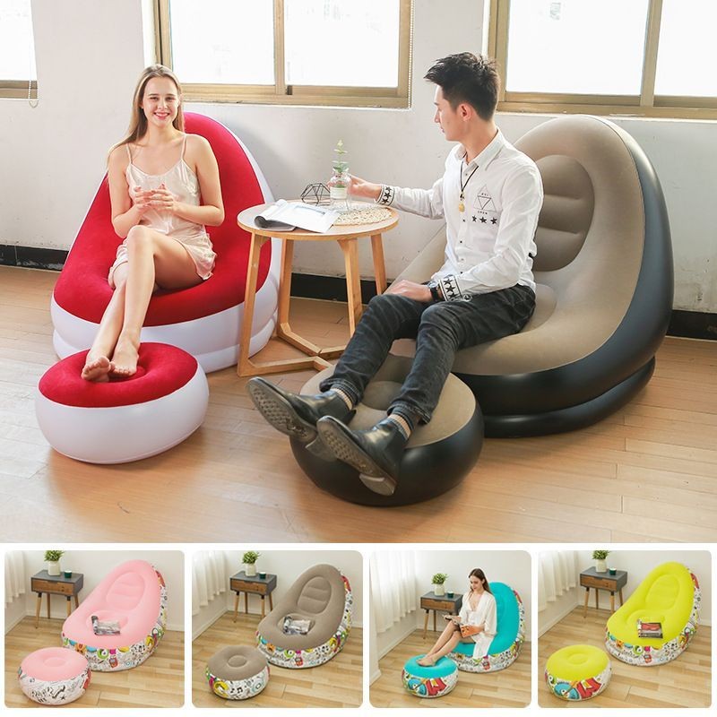 New Macaron Color Inflatable Lazy Sofa With Pedal Combination Foldable ...