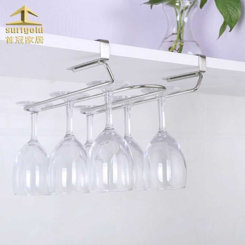 304 Stainless Steel Wine Cup Holder, Nail Free Inverted Hanging, High ...