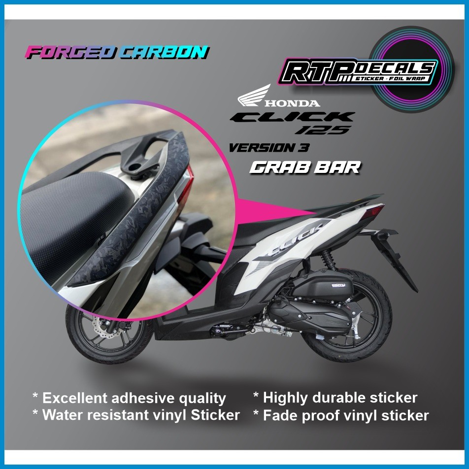 2025 HONDA CLICK 125 V3 GRAB BAR CARBON FIBER DECALS STICKER(NEW ...