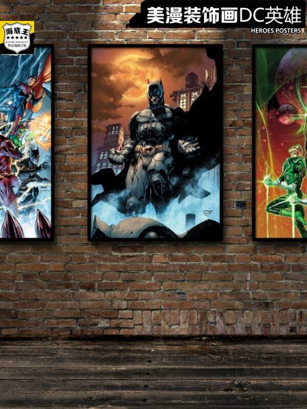 Comic Decoration Painting DC Hero Poster Studio Garage Cinema Solid Wood Hanging Painting Batman ...