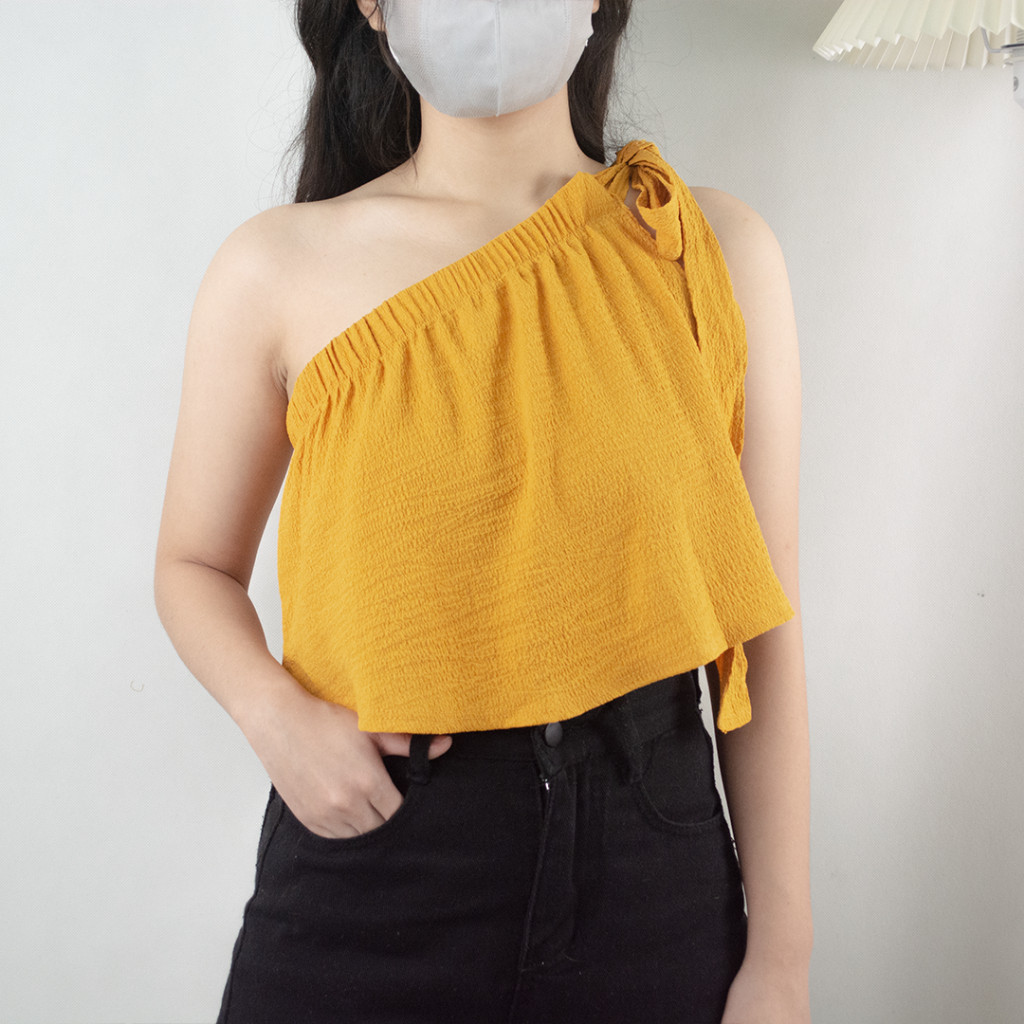 KILY.PH Crop top Fashion Gretchen one side Ribbon Summer Sexy Flowy ...